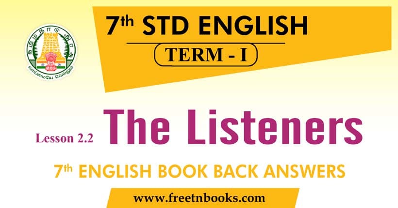 7th Standard English Guide Term 1 Lesson 2.2 | The Listeners