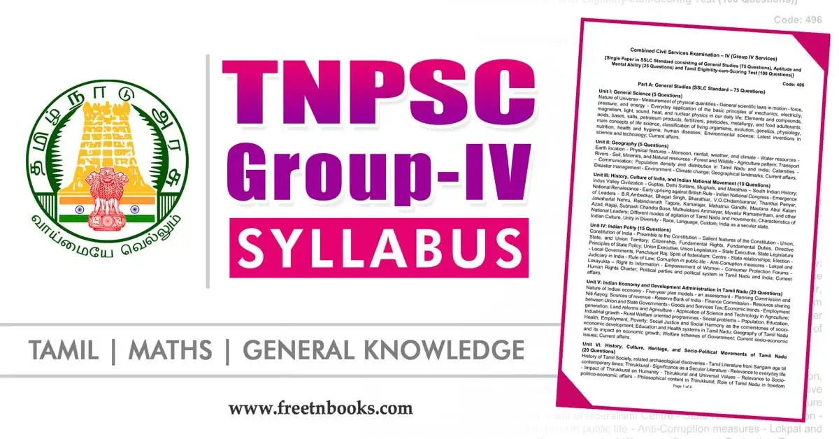 TNPSC Group 4 Syllabus in Tamil 2026 (குரூப் 4 பாடத்திட்டம்)
